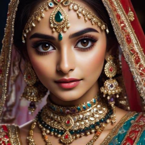 Premium Ai Image A Glamor Beautiful Girl Of Indian Ethnicity Wearing
