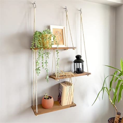 Boho Wall Shelves For Plants And Decor Rope Hanging Shelves For Wall Decor In