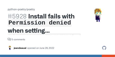 Install Fails With `permission Denied` When Setting `poetryvirtualenvscreatefalse` With
