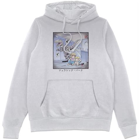 Jurassic Park Anime Raptor Scene Anime Hoodie White Clothing Zavvi Uk
