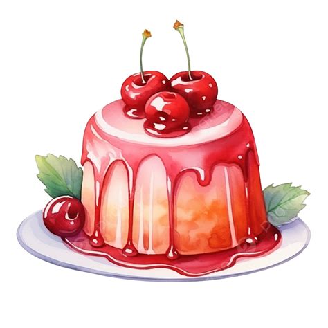 Watercolor Dessert Sweet Clip Art Element Cute Pudding Pudding Candy