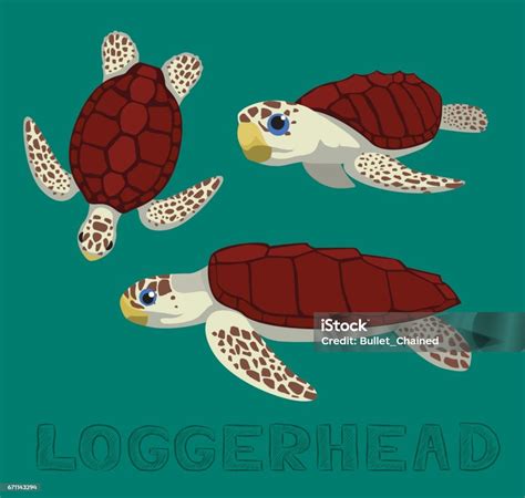 Sea Turtle Loggerhead Cartoon Vector Illustration Stock Illustration