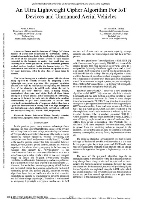 Pdf An Ultra Lightweight Cipher Algorithm For Iot Devices And Unmanned Aerial Vehicles Noura