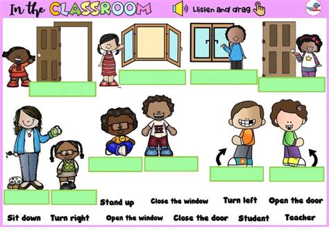 In The Classroom Listen And Drag Worksheet Classroom Language
