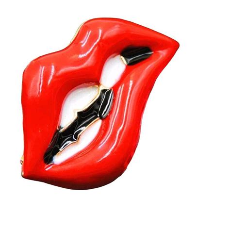 Nwt Betsey Johnson Biting Lip Brooch Pin Enamel On Depop