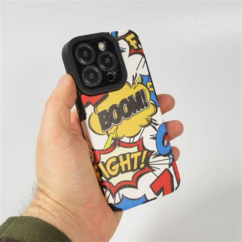 Iphone 15 Pro Case Hülle Retro Cartoons Kunstleder