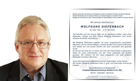Wir Nehmen Abschied Von Wolfgang Diefenbach