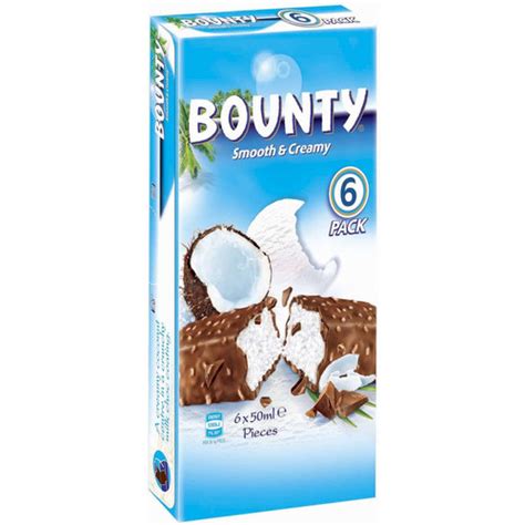 Bounty Chocolate Bar Iced Confectionery Multipack 6 Pack Zula Getz