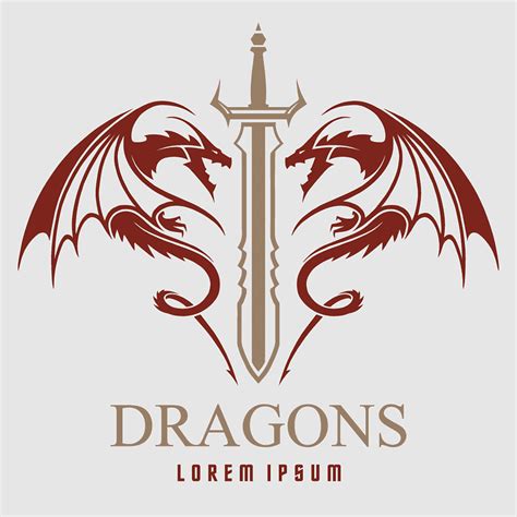 Dragons And Sword Creative Logo Design Ink Dragon Dragon Fruit