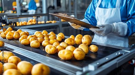 Potato Processing Plant Quality Control Inspection On Conveyor Belt Ai