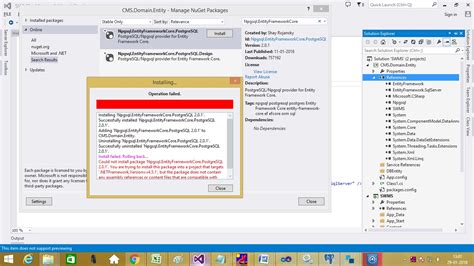 Mvc Unable To Install Postgresql Entity Framework Nuget