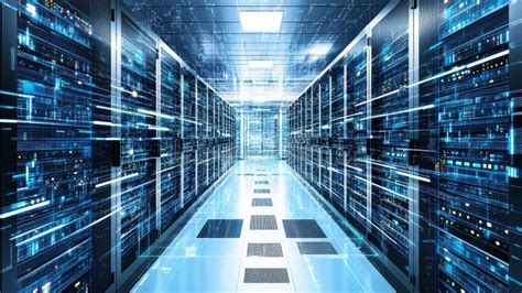 High Tech Data Center Featuring Glowing Network Connections And