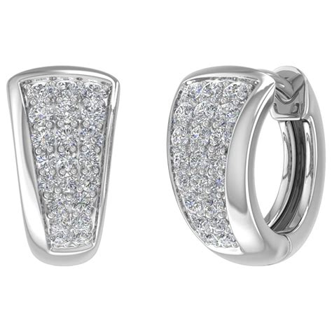 12 Carat Diamond Huggies Earrings In 14k White Gold I1 I2 Clarity