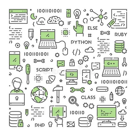 Linha Conceito Do Vetor Da Web Para Programar Ilustração Stock