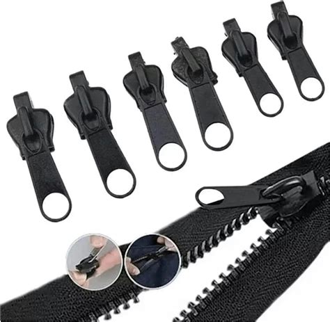 6pcs Black Fix Zip Puller Zip Slider Repair Instant Kit