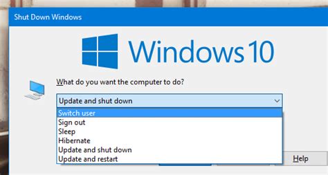 windows 10 april update removes shutdown without updating r windows10