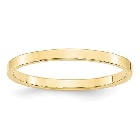 10ky 2mm Ltw Flat Band Size 65 In 10k Yellow Gold