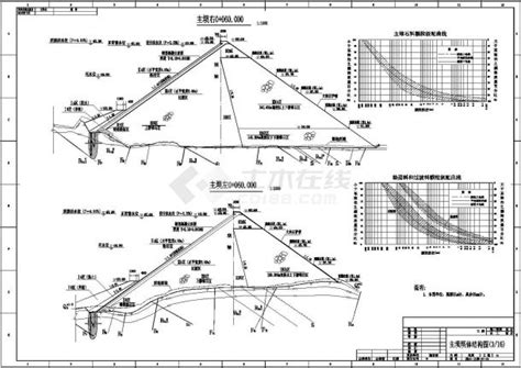 某城市石坝坝体建筑cad详图水电站土木在线