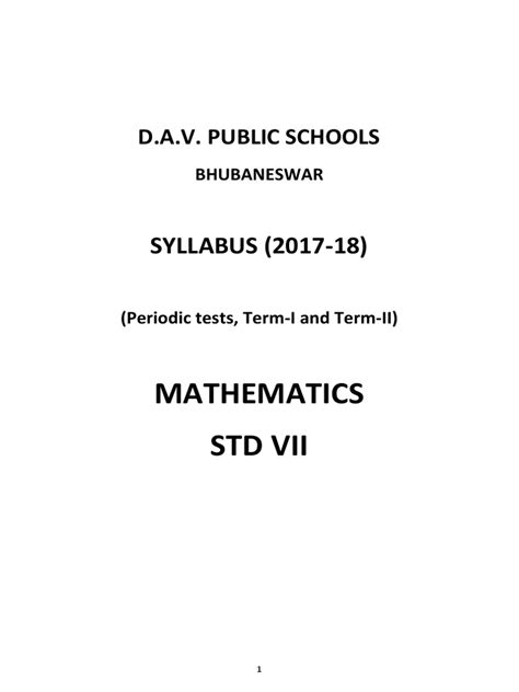 Std 7 Maths Syllabus 2017 18 Pdf Test Assessment Exponentiation