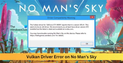 No Mans Sky Vulkan Driver Error Fix