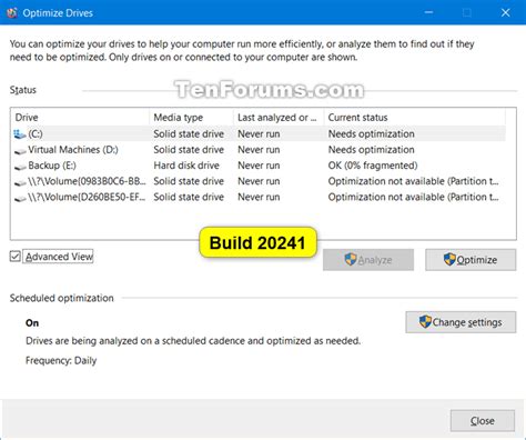 Optimize And Defrag Drives In Windows 10 Tutorials
