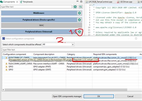 solved peripherals tool unsupported version of the i2c cmsisdriver in the toolchain ide