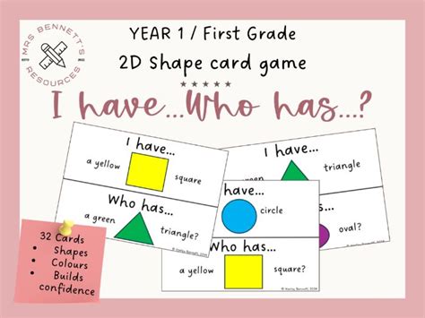 2d Shape Geometry I Have Who Has Card Game Teaching Resources