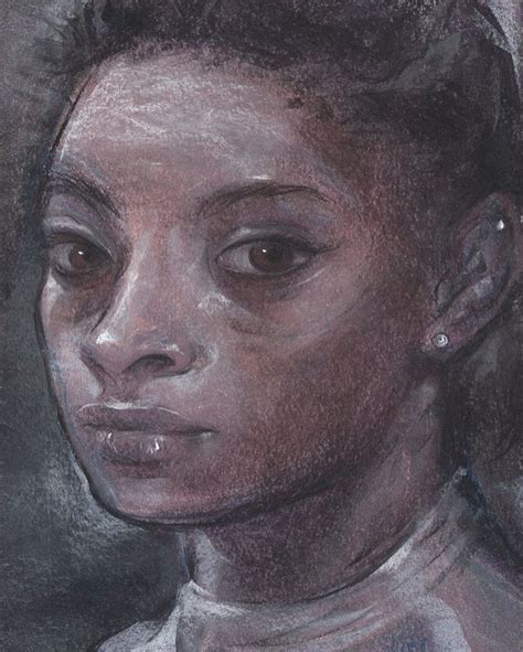 Finished Simone Biles Drawn With Chalk Pastel On Paper I Love Her Focus Before Each Event