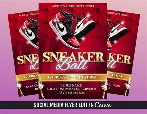 Sneaker Ball Flyer Template Etsy