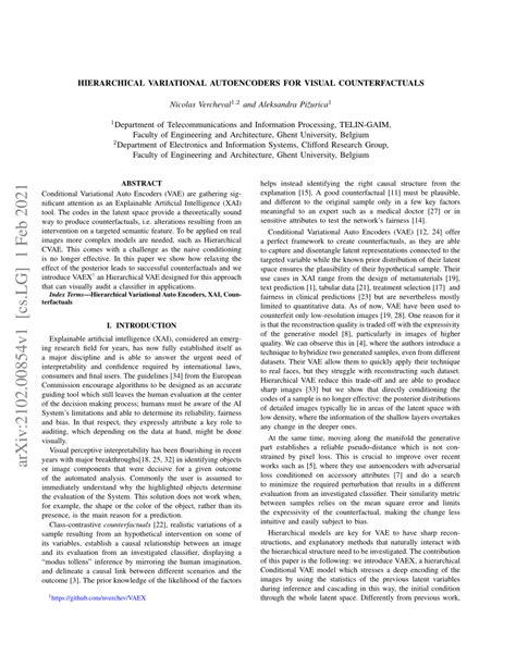 Pdf Hierarchical Variational Autoencoders For Visual Counterfactuals