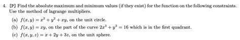 Solved 4 P Find The Absolute Maximum And Minimum Values