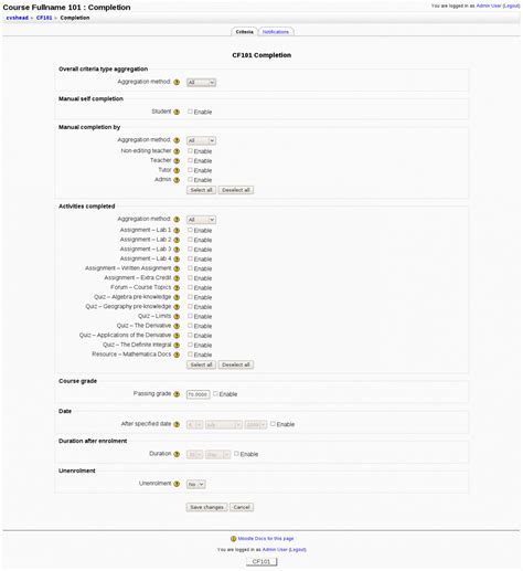 Course Completion Moodledocs