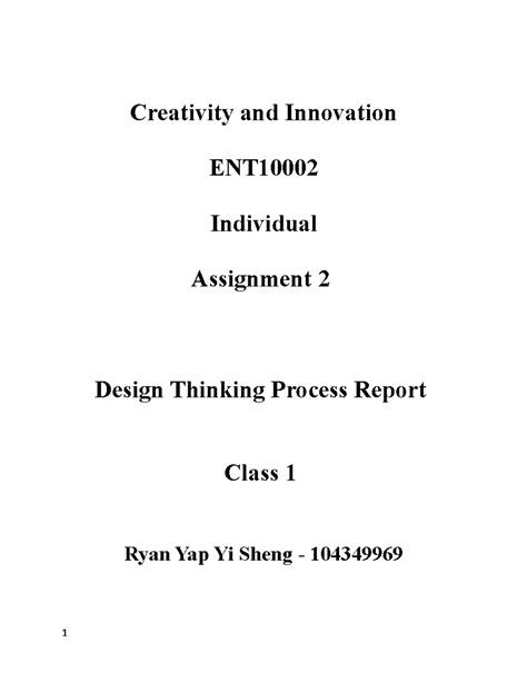 Creativity And Innovation Assignment 2 Ryan Yap Yi Sheng 104349969