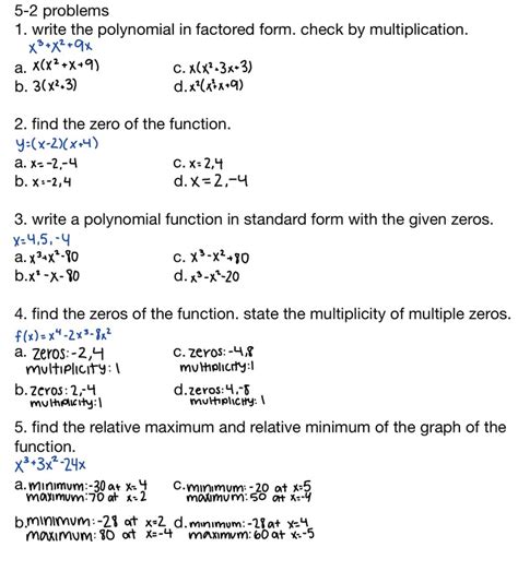 Practice Questions Polynomial Functions Polynomials Linear Factos
