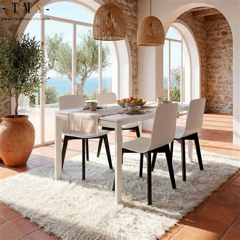 Mesa De Comedor Moderna Y Elegante Y 2 Extensiones Para Cocina Abierta
