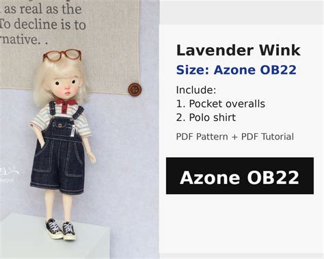 小mer Azone Ob22 Doll Clothes Patterns Lavender Wink No Seam Allowanc Soromos Doll Supply