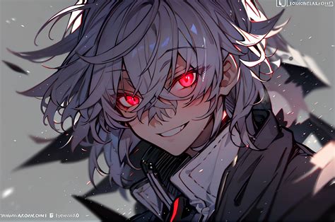 Chico Anime De Pelo Blanco Con Ojos Rojos