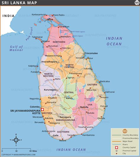 Sri Lanka Map Map Of Sri Lanka Country With Cities Rivers And Major Roads