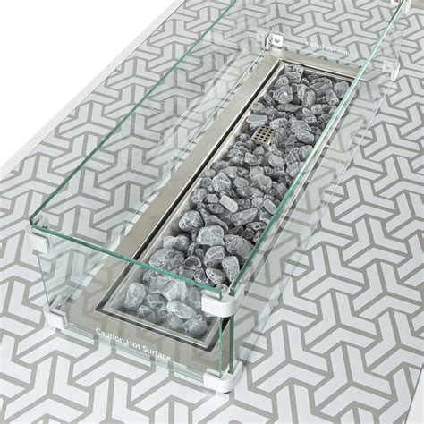 Brasero Table Basse En Aluminium Blanc Et Motifs Graphiques Majorque