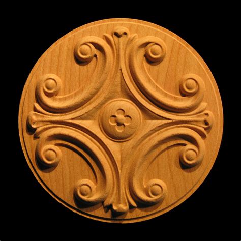 Rosette Classic Volutes Carved Wood
