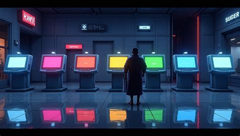 Free Cyberpunk Terminal Hall Image Cyberpunk Futuristic Kiosks