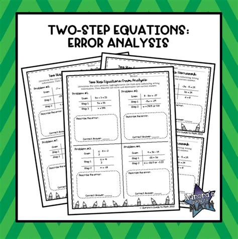 Solving Two Step Equations Error Analysis By Auroras Guide To Math