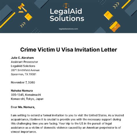 Crime Victim U Visa Invitation Letter Template Edit Online And Download