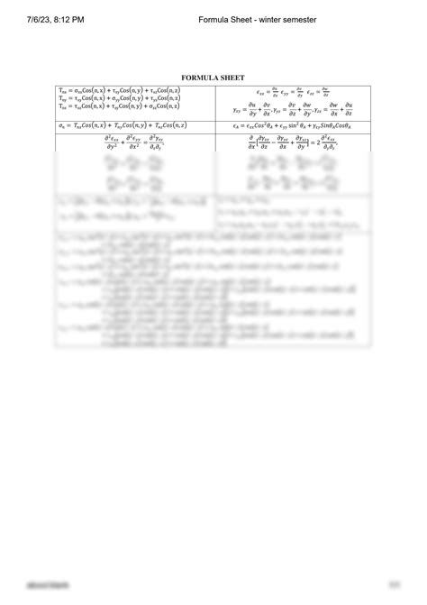Solution Formula Sheet Studypool