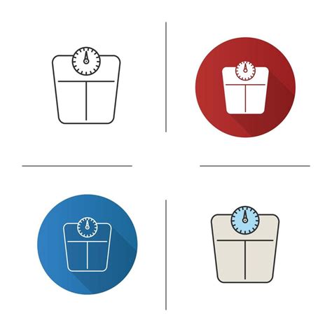 Bathroom Scales Icon Flat Design Linear And Color Styles Floor