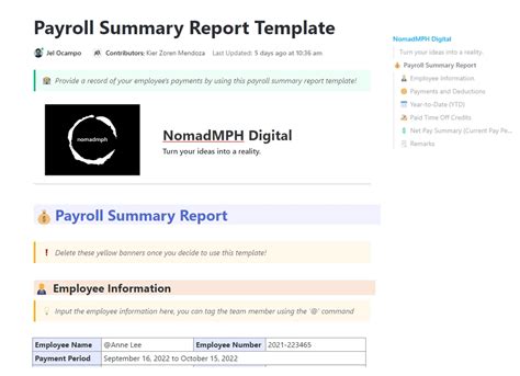 10 Free Payroll Templates In Excel And Clickup