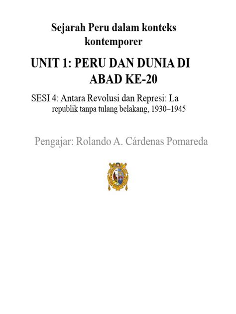 Sejarah Peru Krisis Dan Revolusi 1930 1945 Pdf