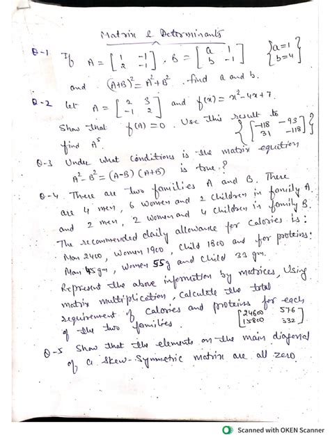 Matrix And Determinants Pdf