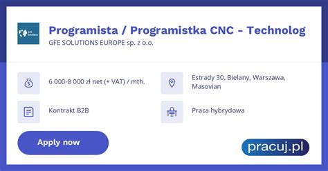 Oferta Pracy Programista Programistka Cnc Technolog Gfe Solutions Europe Sp Z Oo Warszawa