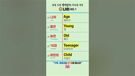 나이와 관련된 영어단어 01👧초보영어회화주제별생활영어생활영어왕초보영어하루영어단어 영어공부 Youtube